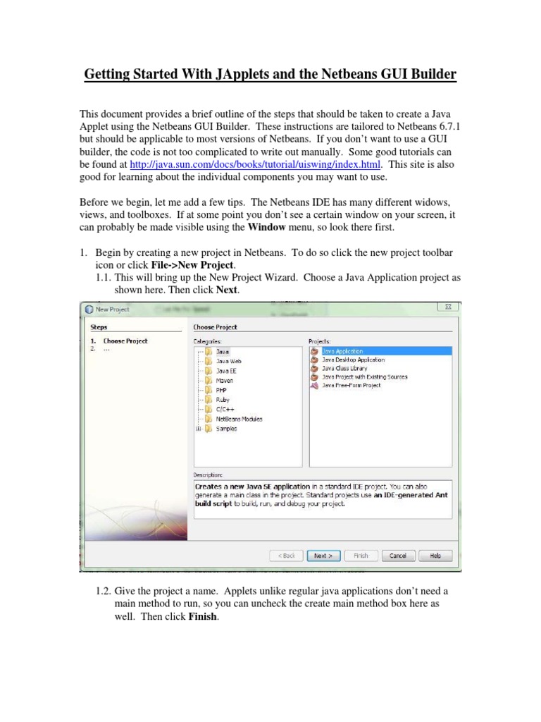 Getting Started With Japplets and The Netbeans Gui Builder | PDF | Net ...