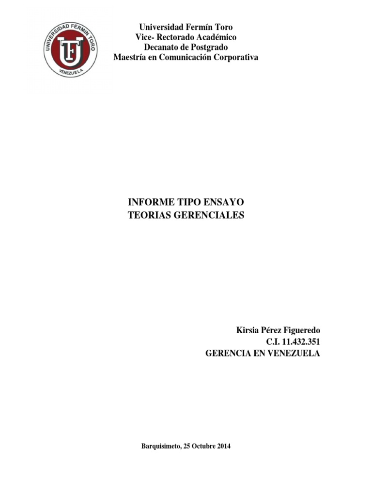 Informe Tipo Ensayo Teorias Gerenciales | PDF | Science | Conceptos psicologicos