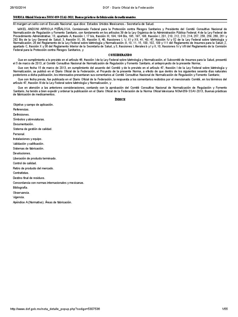 Nom 059 Ssa1 2013 PDF | PDF