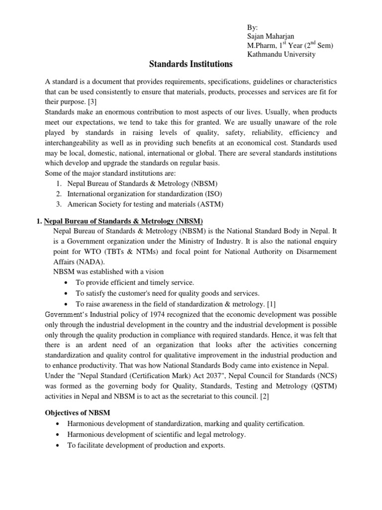 Standards Institutions in Nepal | PDF | International Organization For ...
