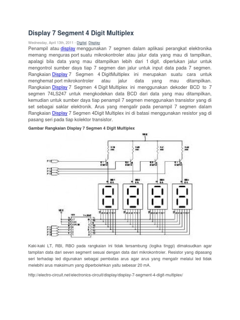 Display 7 Segment 4 Digit Multiplex | PDF