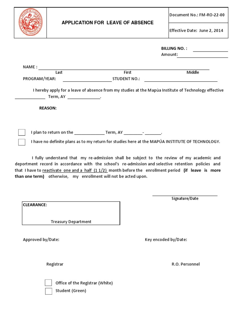 Leave of Absence Application Form | PDF | Business