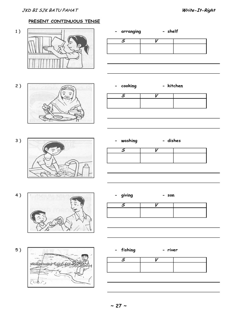JKD Bi SJK Batu Pahat: Present Continuous Tense - Arranging - Shelf | PDF