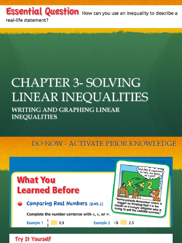 Writing and Graphing Linear Inequalities | PDF