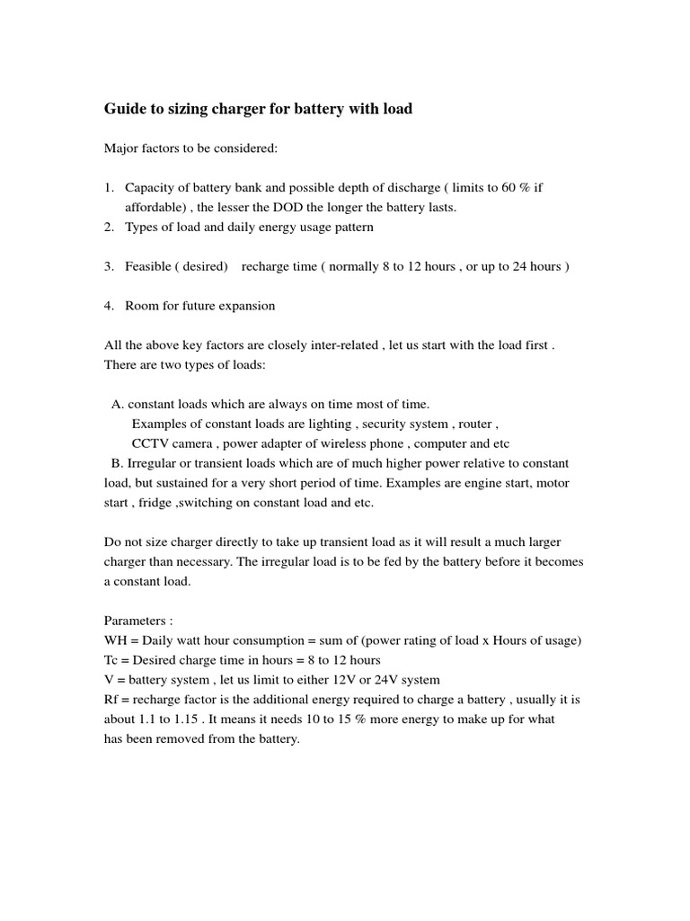 Calculating Battery Charger Size: A Guide to Sizing Chargers Based on ...