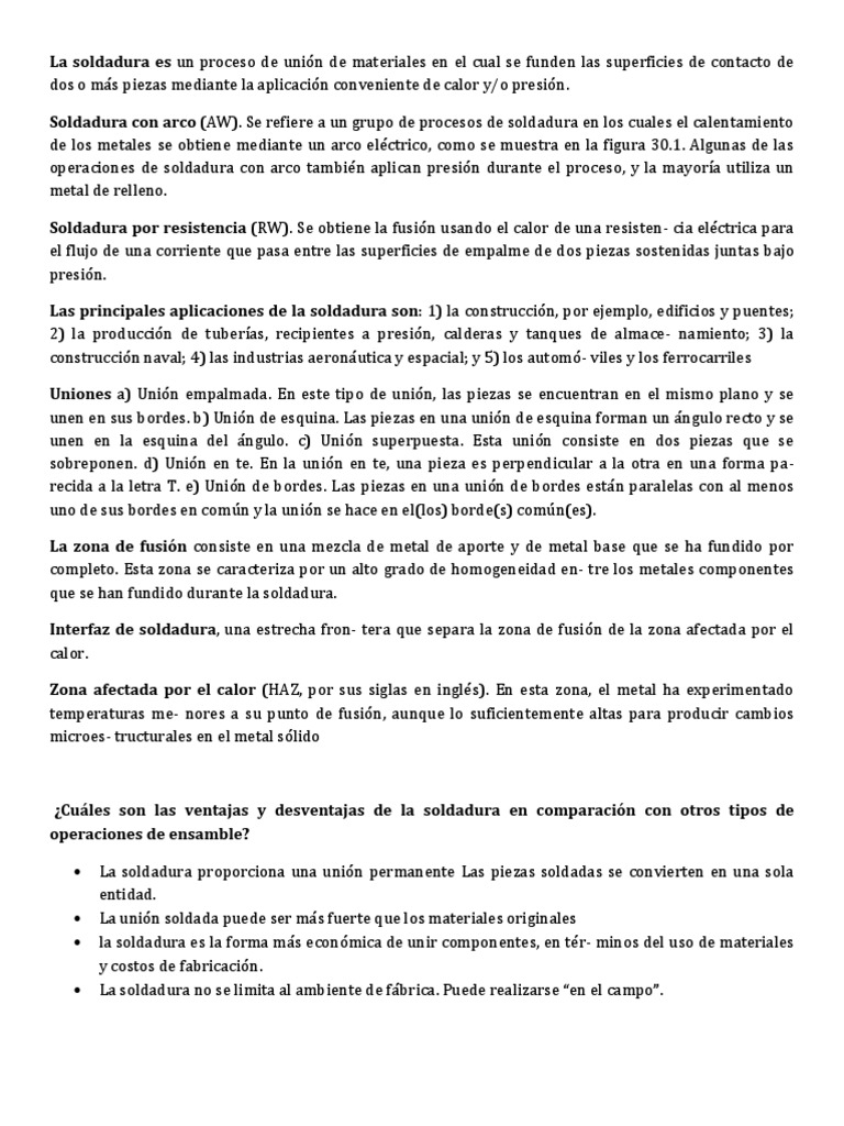 La Soldadura Es Un Proceso de Unión de Materiales en El Cual Se Funden ...