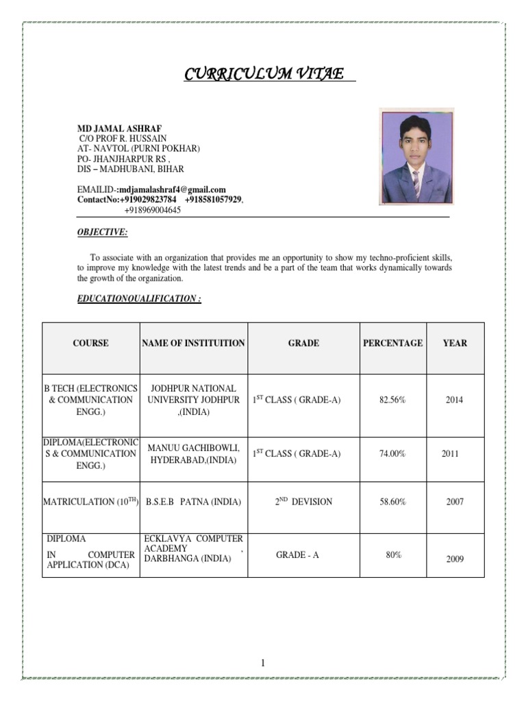 Curriculum Vitae: MD Jamal Ashraf | PDF | Computing And Information Technology | Networking