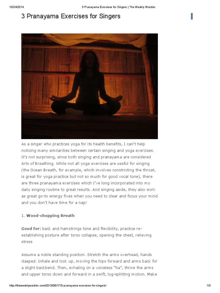 3 Pranayama Exercises For Singers | PDF | Singing | Breathing