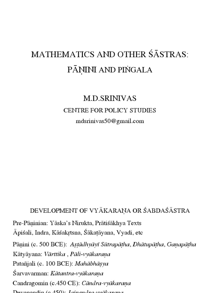 02 Panini and Pingala | PDF | Linguistics | Metre (Poetry)