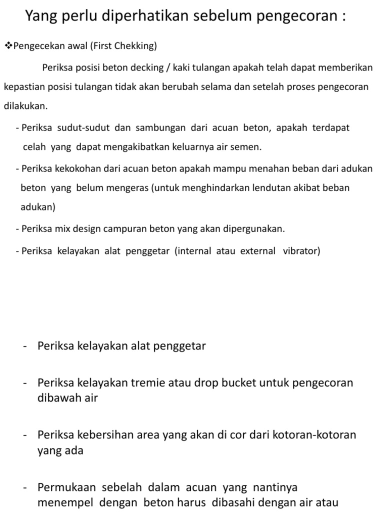 Persiapan Pengecoran Beton yang Tepat | PDF