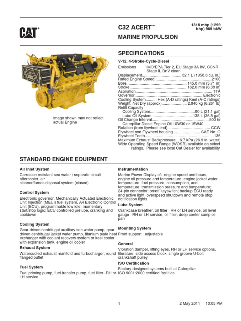C32 Acert 1300Bhp 2100rpm Spec | PDF | Diesel Engine | Engines