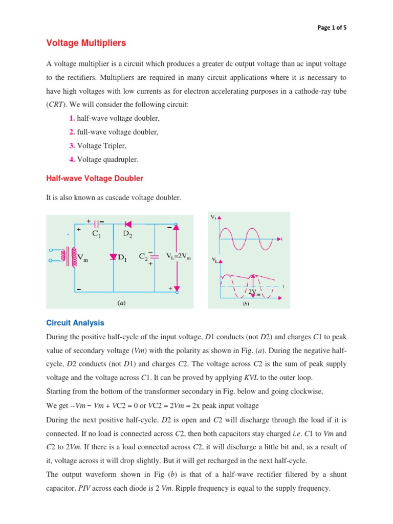 Voltage Multipliers: Half-Wave Voltage Doubler | PDF | Rectifier | Electronic Engineering