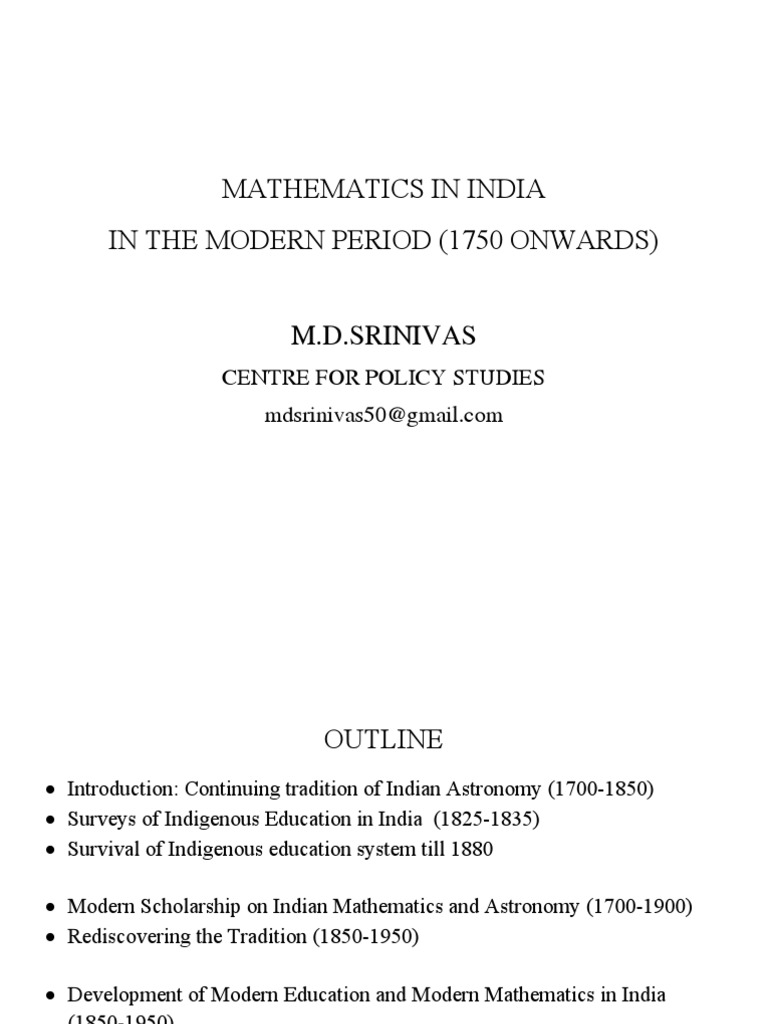 Mathematics in Modern India | PDF | Teaching Mathematics | Science