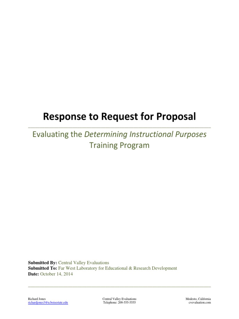 Response To Request For Proposal | PDF | Request For Proposal | Evaluation