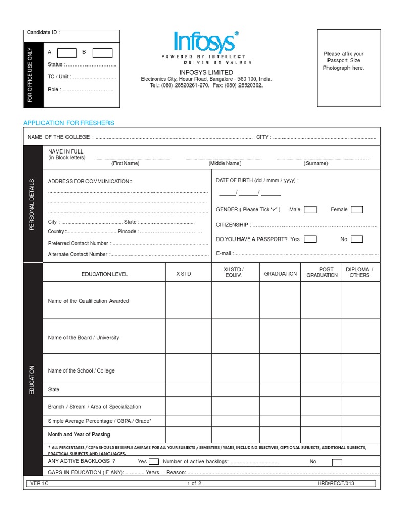 Freshers Application Form | PDF | Government Information | Government