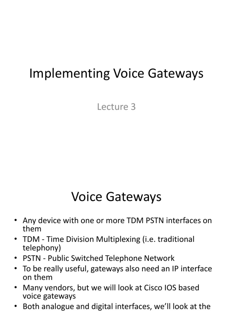 Lecture 3 Implementing Voice Gateways | PDF | Voice Over Ip | Ip Address