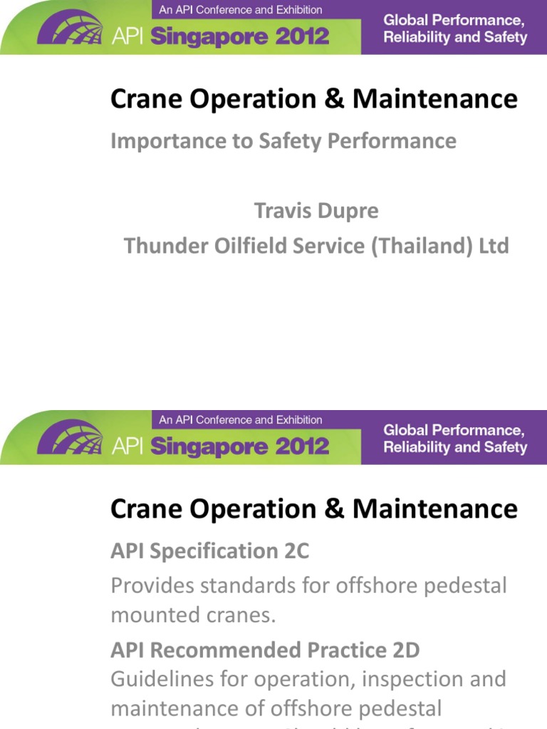 Dupre - Travis Crane Operation and Maintenance | PDF | Crane (Machine) | Reliability Engineering