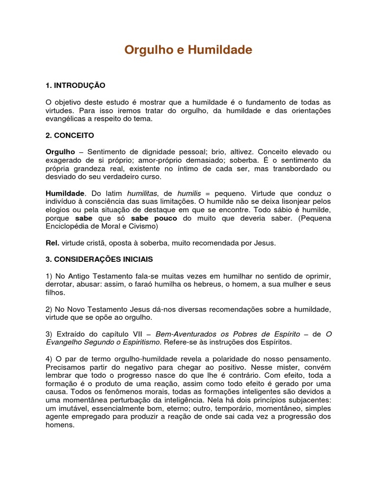 Humildade: Virtude e Ensino de Jesus | PDF | Humildade | Orgulho