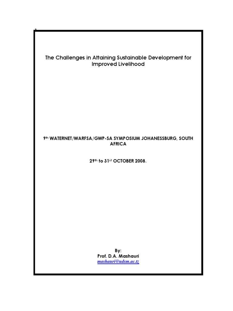 Improved Livelihood Challenges | PDF | Millennium Development Goals ...