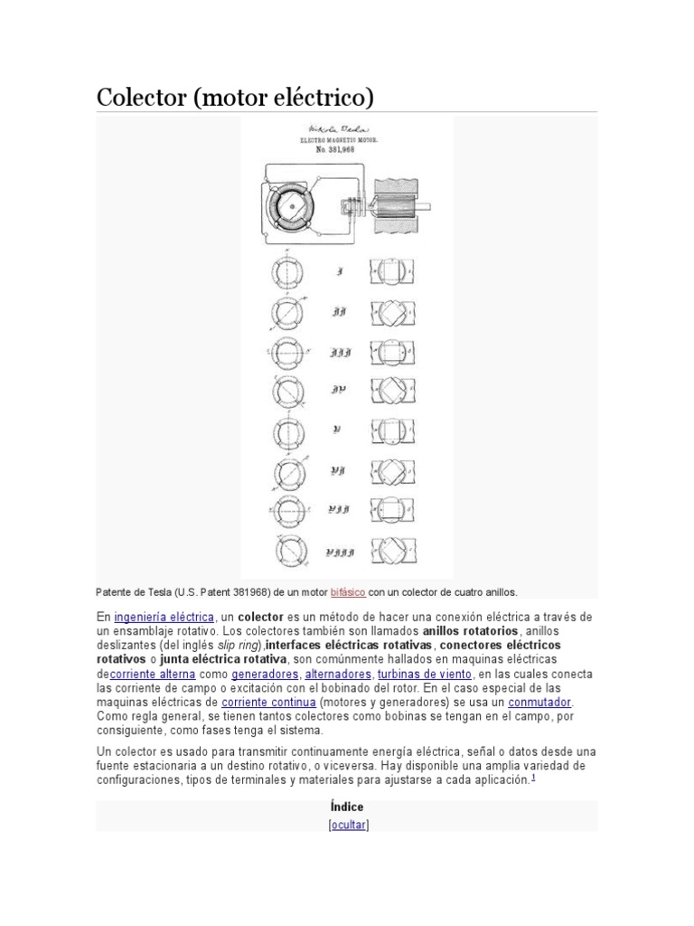 Colector (Motor Eléctrico) | PDF | Componentes | Electromagnetismo