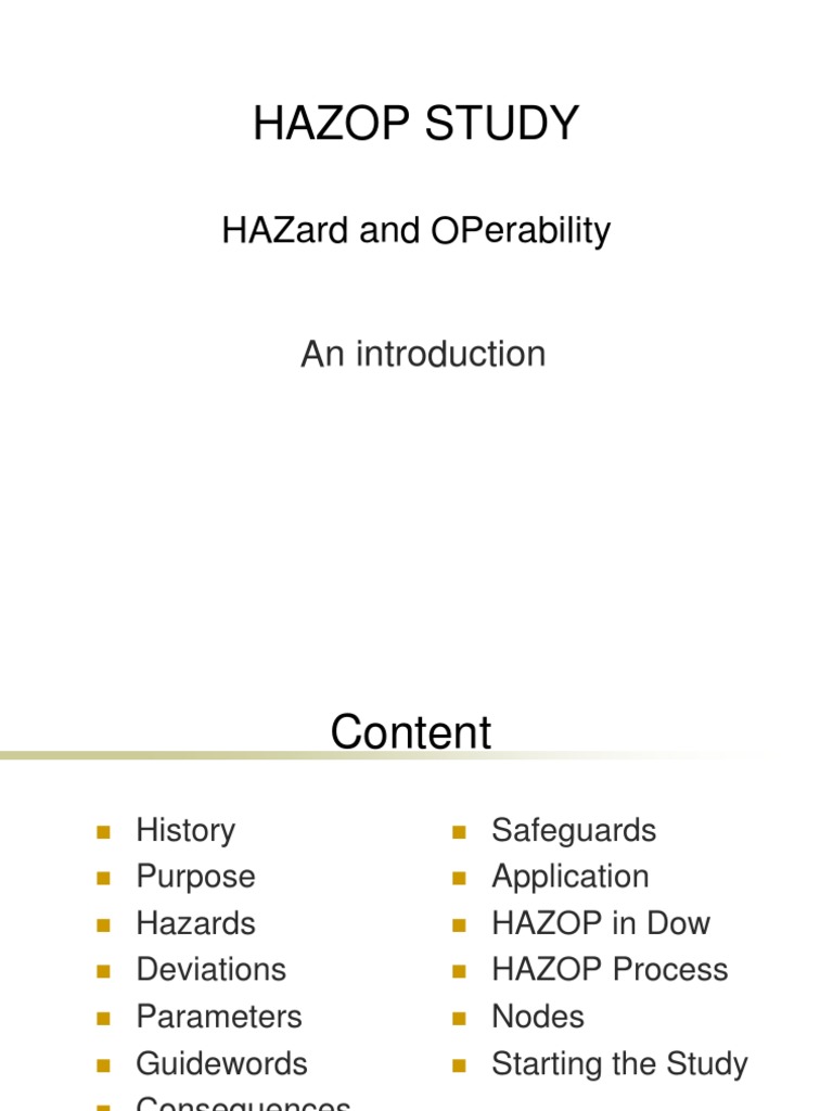 Hazop Introduction | PDF | Prevention | Safety