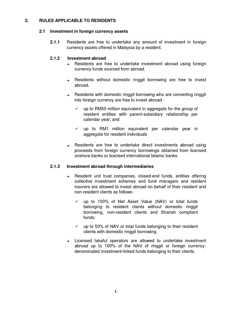 FEA Rules Part 1 Residents | PDF | Securities (Finance) | Derivative ...
