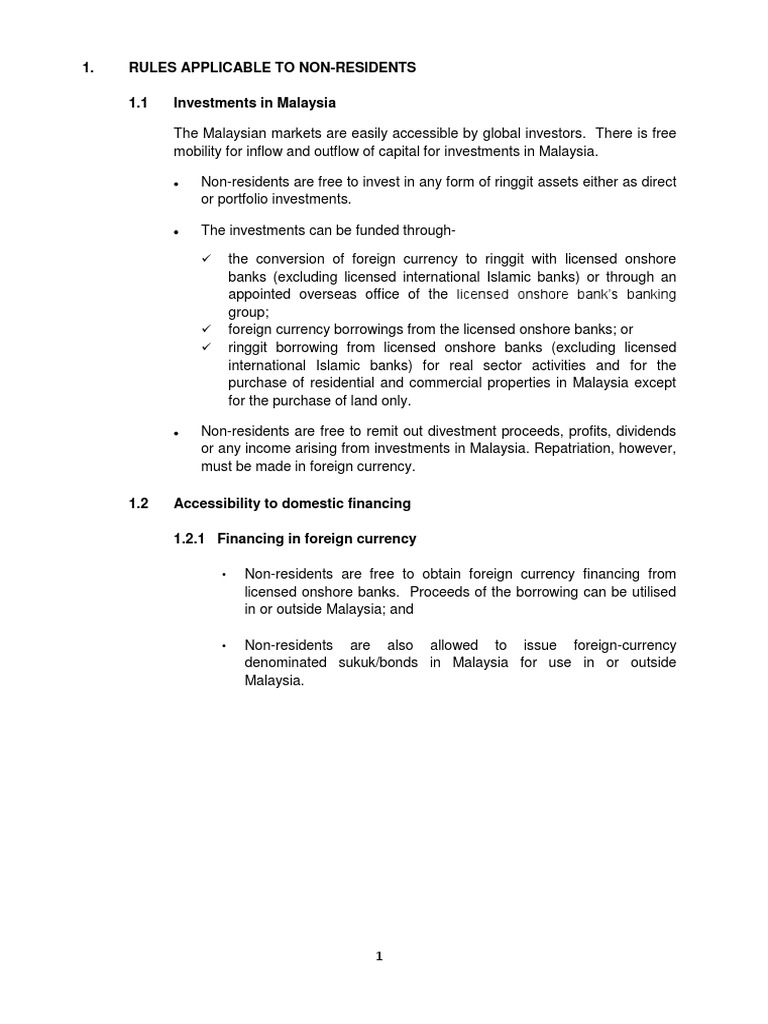 FEA Rules Part 2 Non-Residents | PDF | Islamic Banking And Finance | Banks