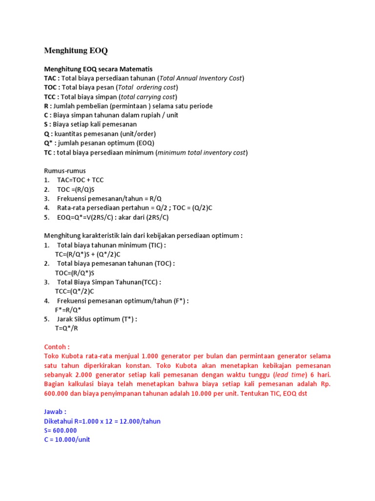 Menghitung EOQ | PDF | Teknologi & Rekayasa