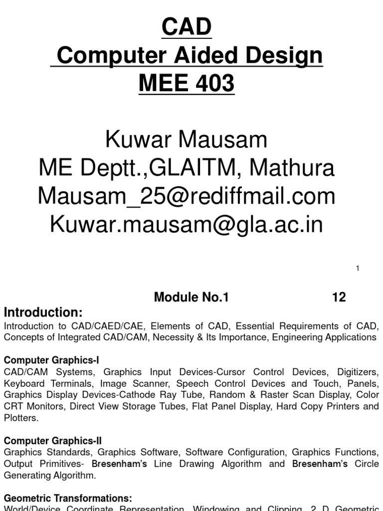 Cad Module 1 | PDF | Liquid Crystal Display | Computer Aided Design