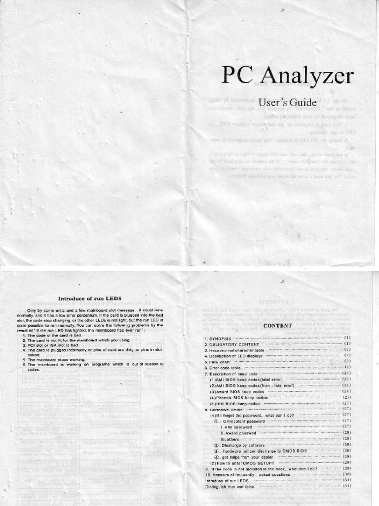 PC Analyzer Manual PDF | PDF