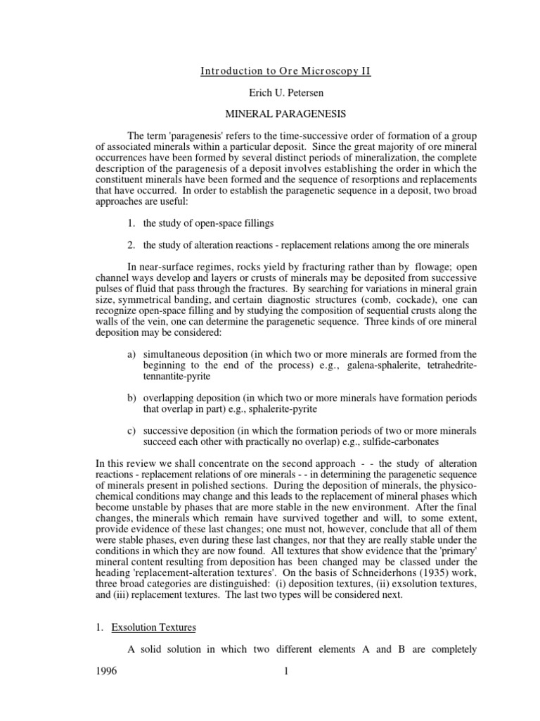 Understanding Ore Mineral Paragenesis | PDF | Minerals | Rock (Geology)
