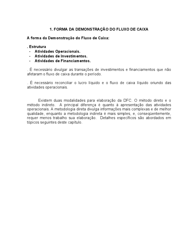 Fluxo de Caixa Metodo Direto e Indireto Da DFC | PDF | Business