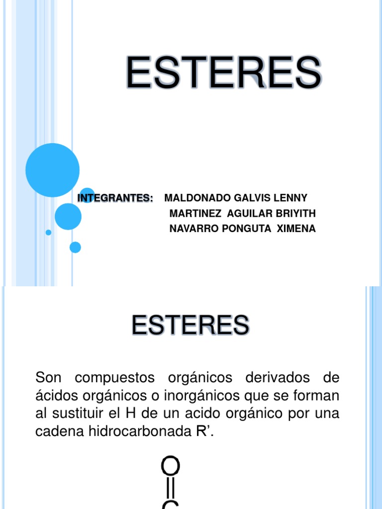 Exposicion Quimica Organica (Esteres) | PDF | Ester | Moléculas