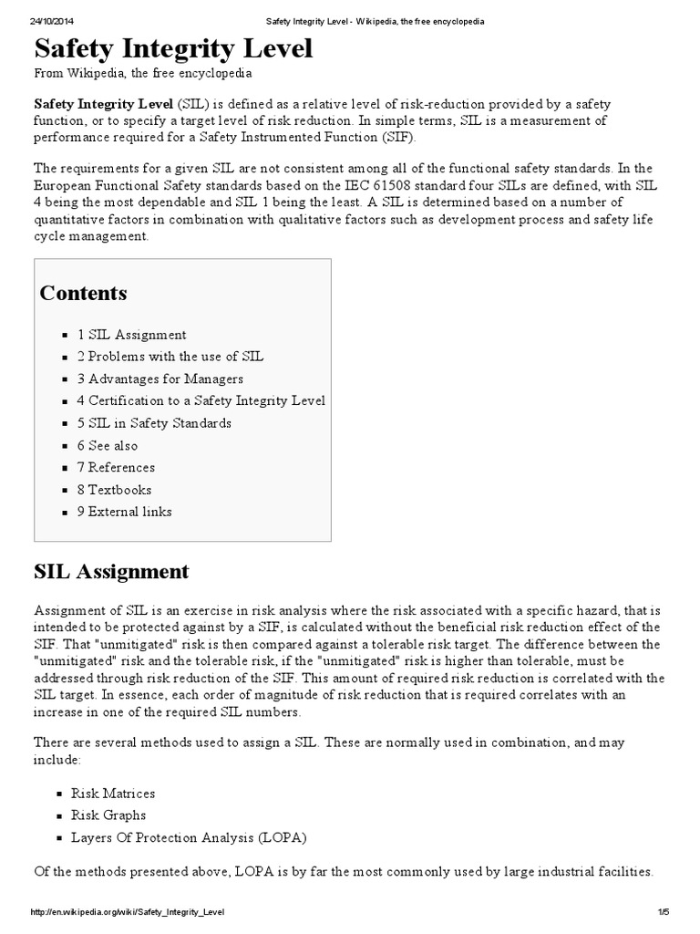 Safety Integrity Level | PDF | Prevention | Safety