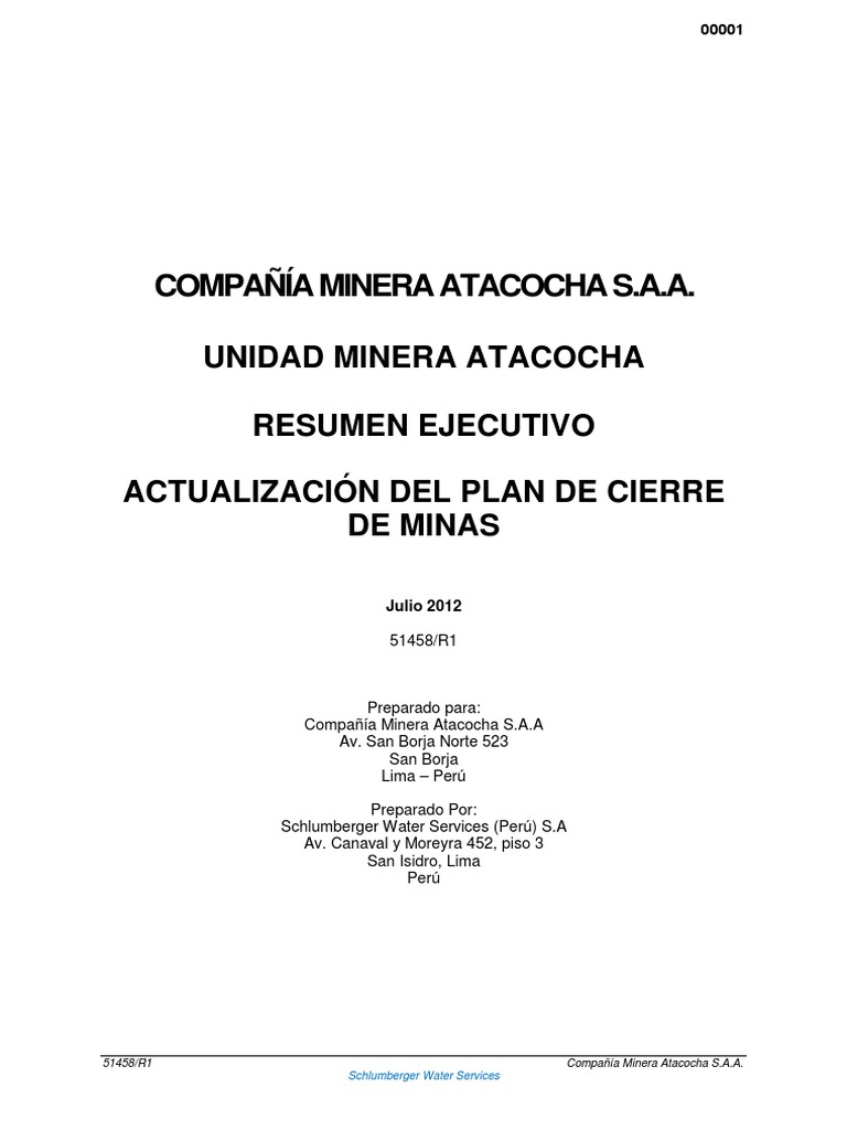 ATACOCHA | PDF | Minería | Agua subterránea
