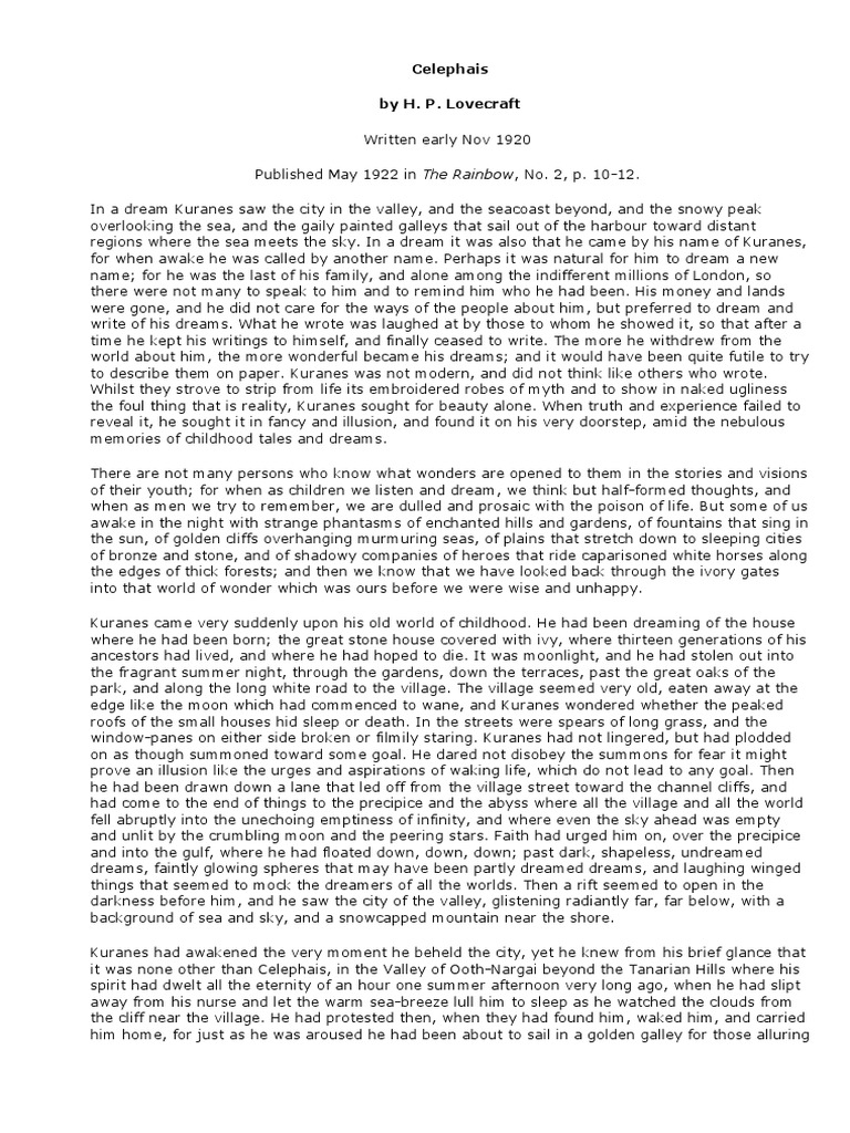 Celephais by H. P. Lovecraft | PDF | Nature