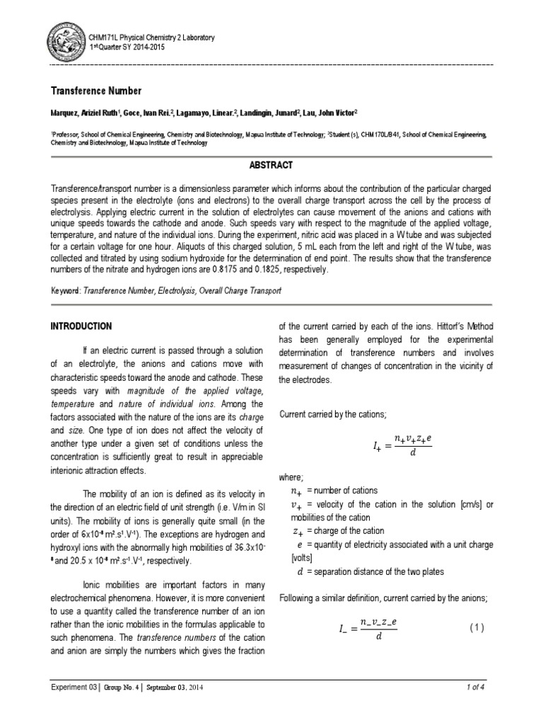 Transference Number | PDF | Ion | Anode