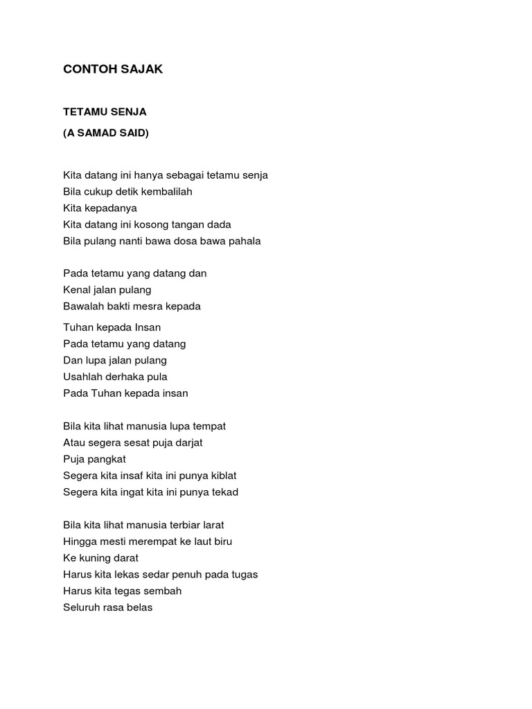 Contoh Sajak | PDF