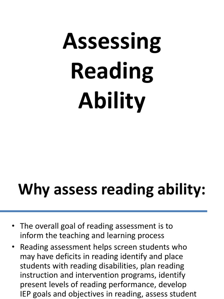Assessing Reading Ability | PDF | Reading Comprehension | Educational ...