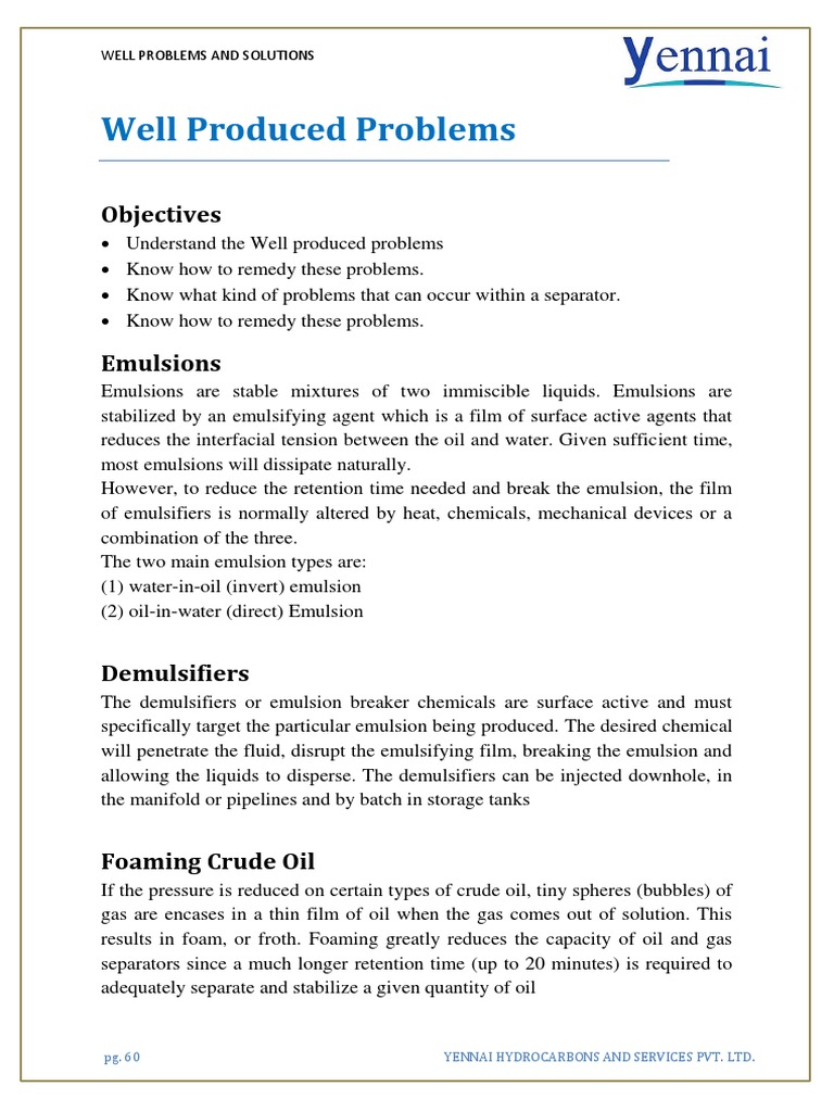 Well Problems and Solutions, Well Problem, Solutions | PDF | Emulsion ...