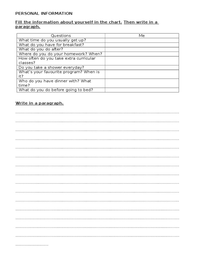 Personal-Information-Writing - Pres Simple | PDF | Career & Growth ...