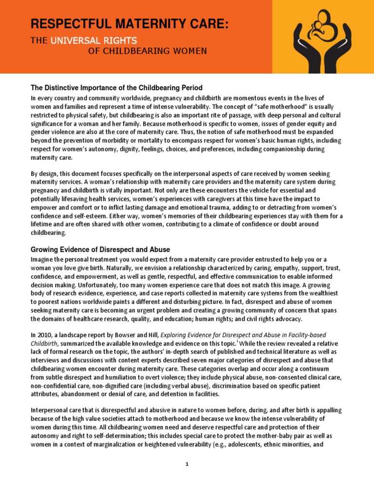 Respectful Maternity Care Charter: The Universal Rights of Childbearing ...