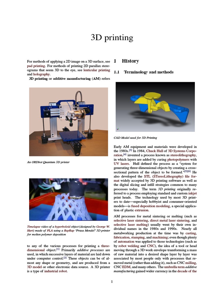 3D Printing PDF | PDF | 3 D Printing | Production And Manufacturing