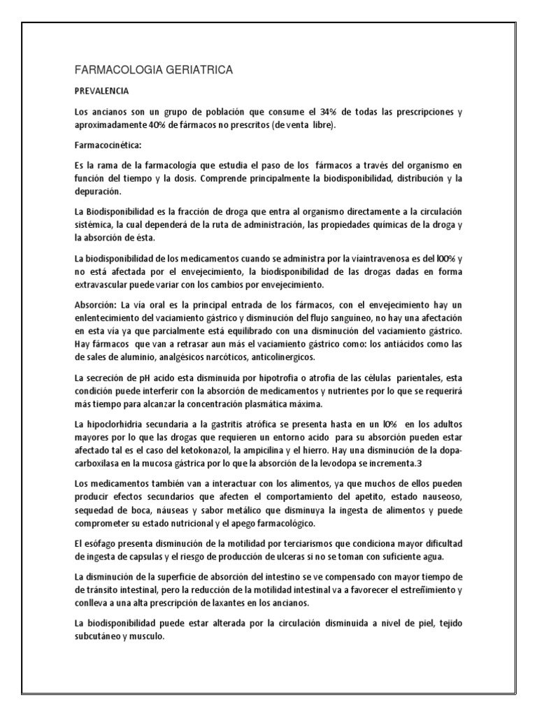 Farmacologia Geriatrica PDF | PDF | Riñón | Medicamentos con receta