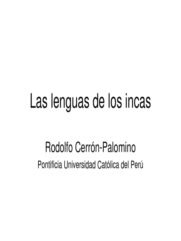 Lenguas Incas PDF | PDF | Imperio Inca | Comunidad andina
