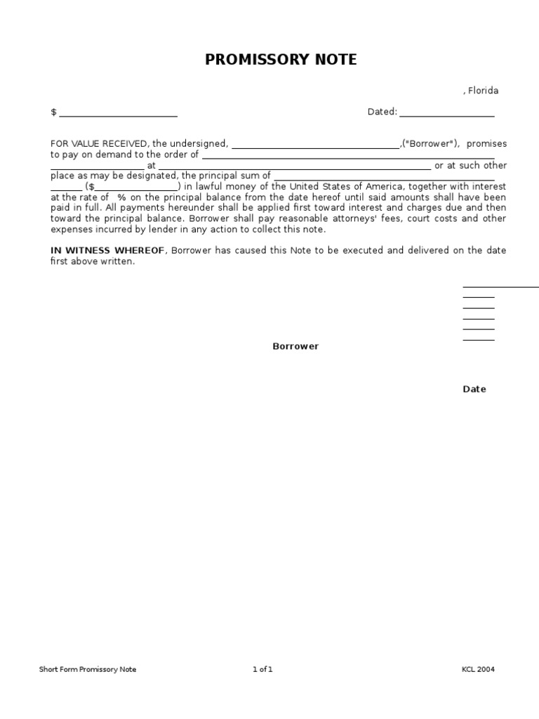 T 04 Short Form Promissory Note | PDF