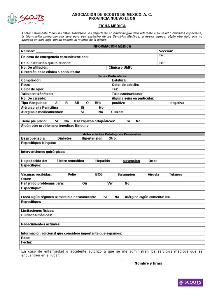 Ficha Medica | PDF | Estilo de vida