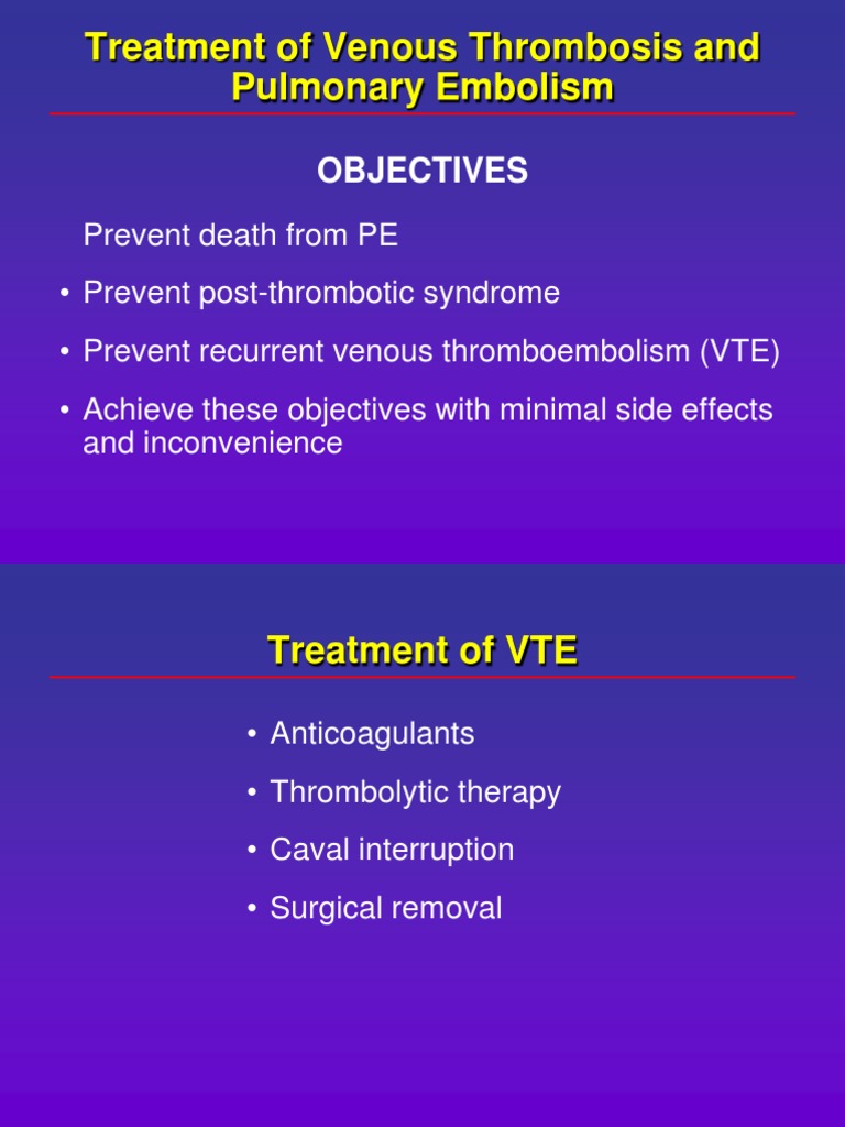 Treatment of Venous Thrombosis and Pulmonary Embolism.ppt | Thrombosis ...