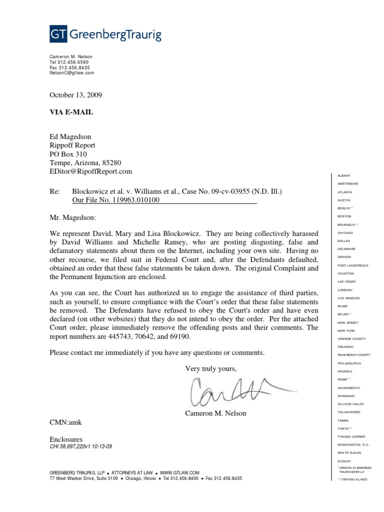 Letter From Plaintiffs' Counsel & Complaint | PDF | Intentional ...