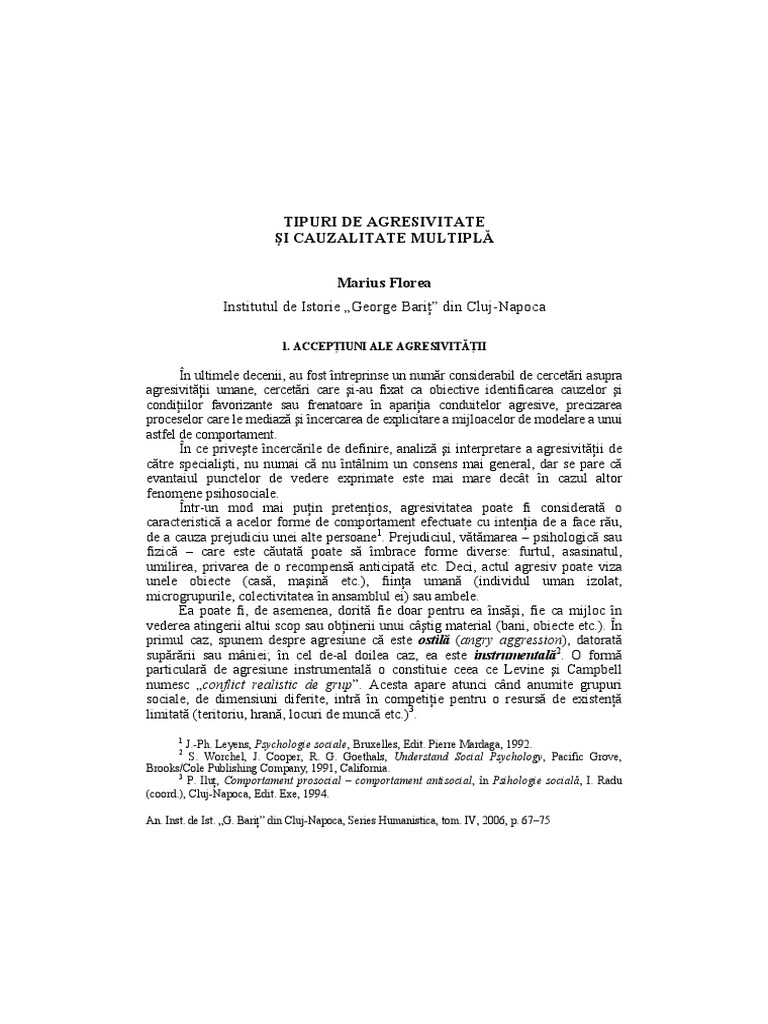 Tipuri de Agresivitate | PDF